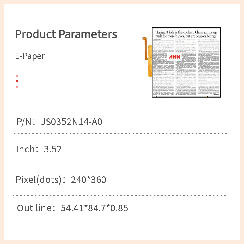 JicTech 3.52 Inch Tri-Color E-Paper Display Module ultra-low power ...
